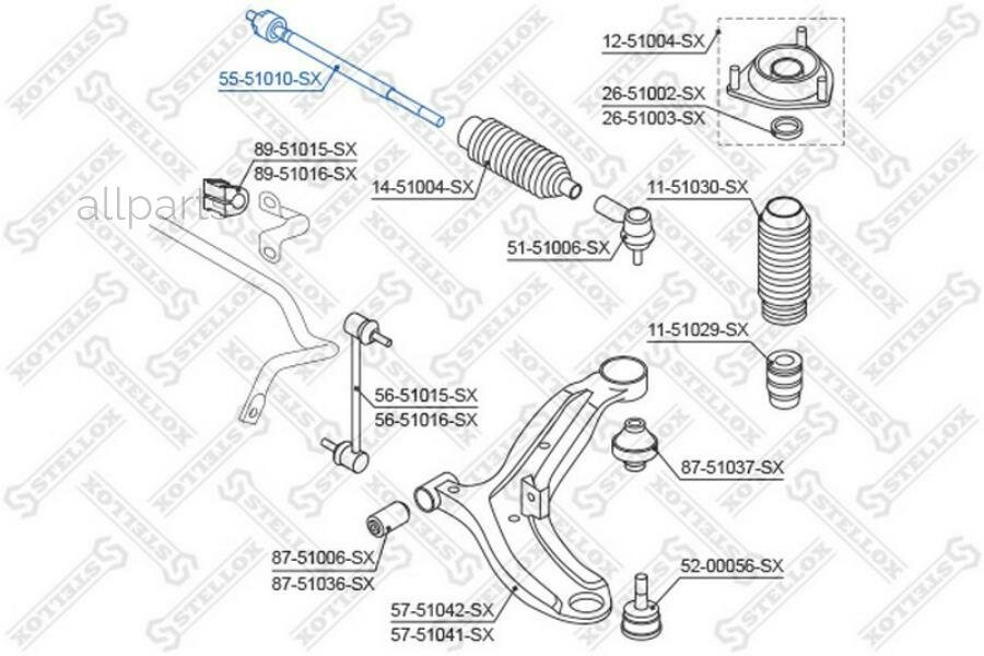 STELLOX 5551010SX тяга рулевая! с г/у\ Hyundai Getz 02>