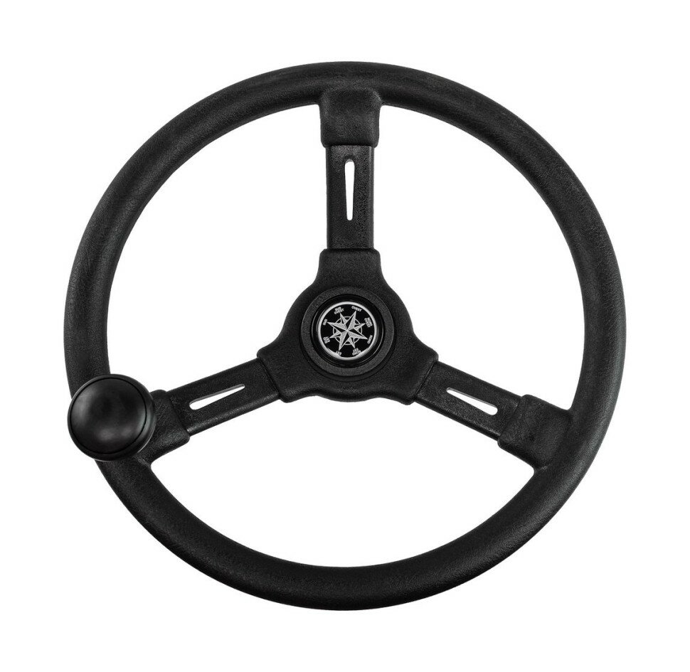 Рулевое колесо RIVIERA черный обод и спицы д. 350 мм со спинером (Москва)