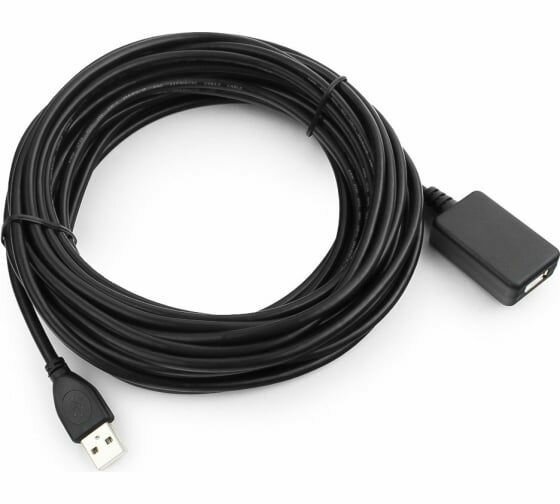 Кабель-удлинитель Cablexpert USB2.0 активный, AM/AF, медь двойн. экран, 10м, черн, блистер UAE-01-10M