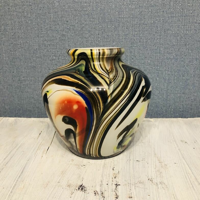 Ваза винтажная для цветов "богатство", 16см, Латвияс стиклс, 70-е г. рига, СССР