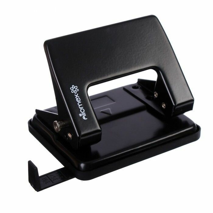 Дырокол металлический для бумаги на 20 листов, с форматной линейкой , чёрный