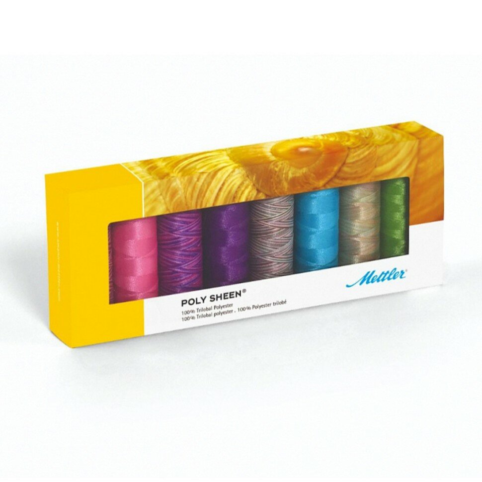 Amann Group Mettler PS811Brights-Kit Набор с нитками Poly Sheen в подарочной упаковке, 8 катушек, №40