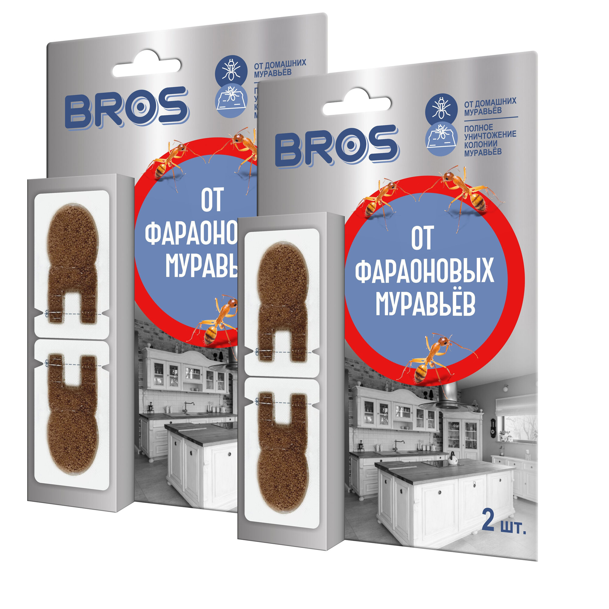 Bros Приманка от фараоновых (рыжих) муравьёв 2 шт 2 упаковки