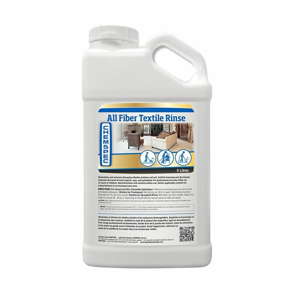 Chemspec All Fibre Textile Rinse - Кислотный ополаскиватель, нейтрализующий щелочные моющие средства после уборки, 5 л