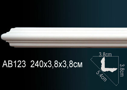 Карниз потолочный 40x40 мм плинтус полиуретановый под покраску Perfect AB 123-1 метр