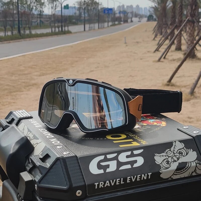 Ретро мотоциклетные очки, лыжные очки, солнцезащитные очки для мотокросса, очки для квадроцикла, Нескользящие очки с ремнем, защита от УФ-лучей, для кафе, гоночного велосипеда, гоночного велосипеда
