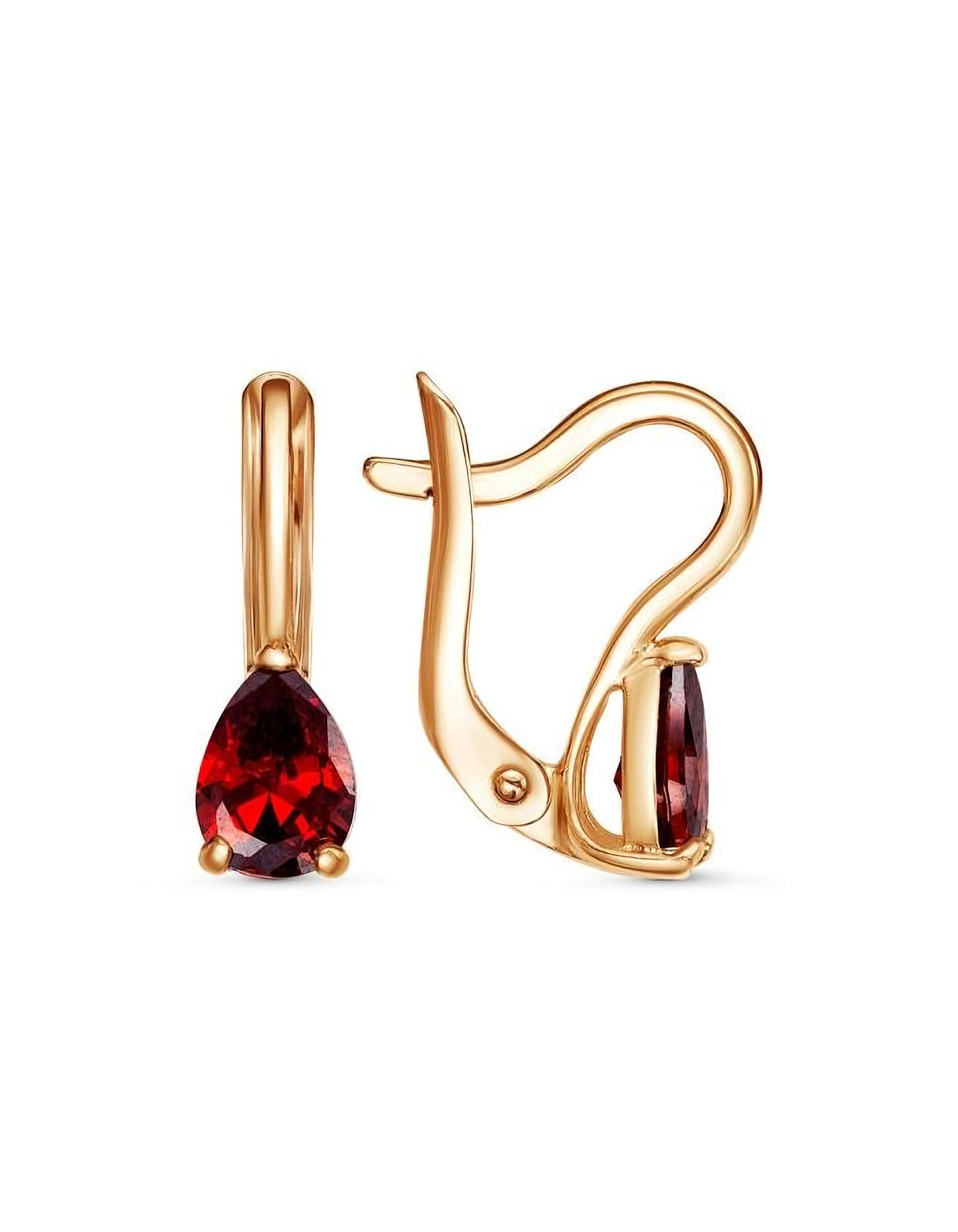 Серьги, серебро, 925 проба, золочение, фианит
