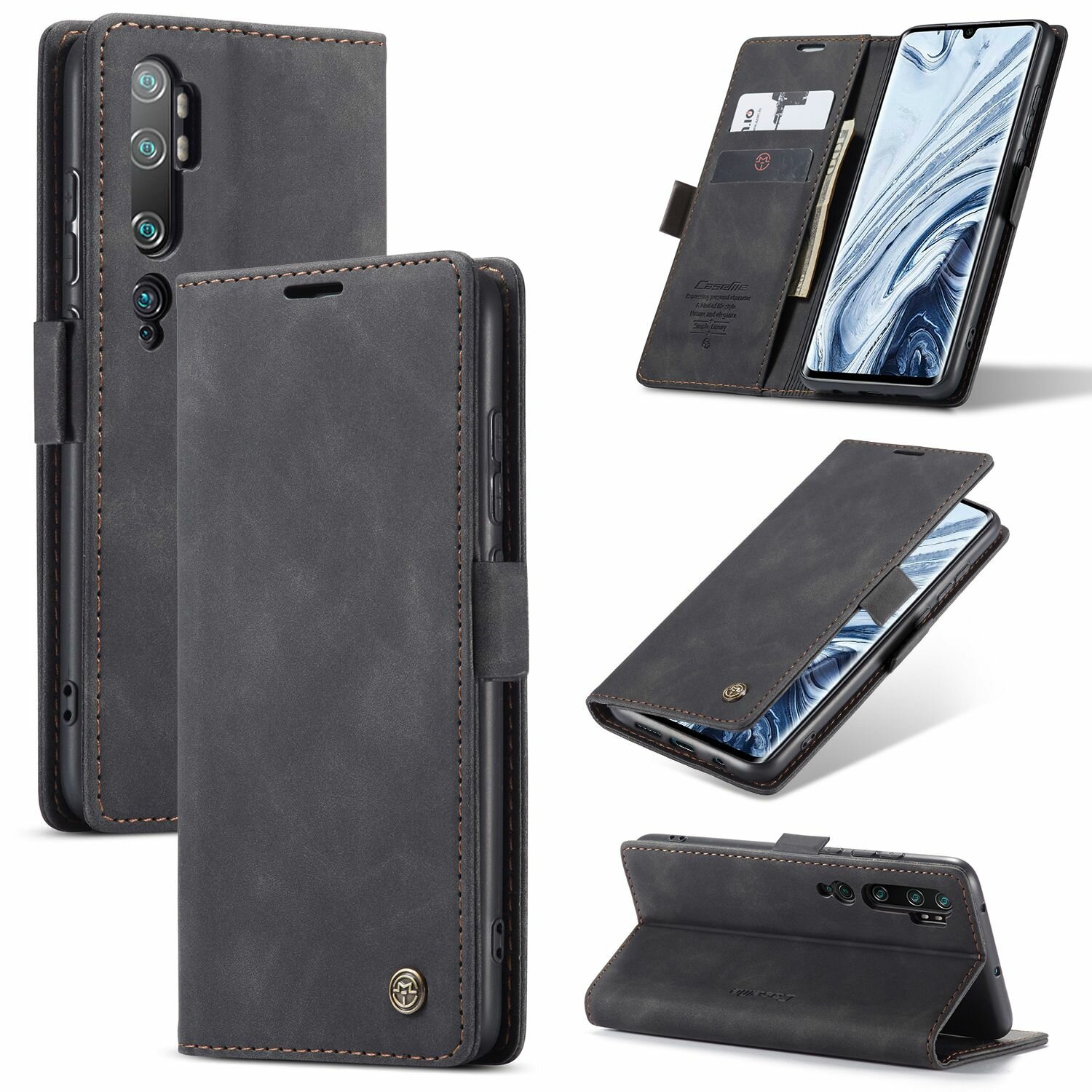 Чехол MyPads для Xiaomi Note 10/Note 10 Pro/Xiaomi Mi CC9 Pro, ударопрочный, флип-чехол с кошельком и визитницей, трансформируемая подставка, черный