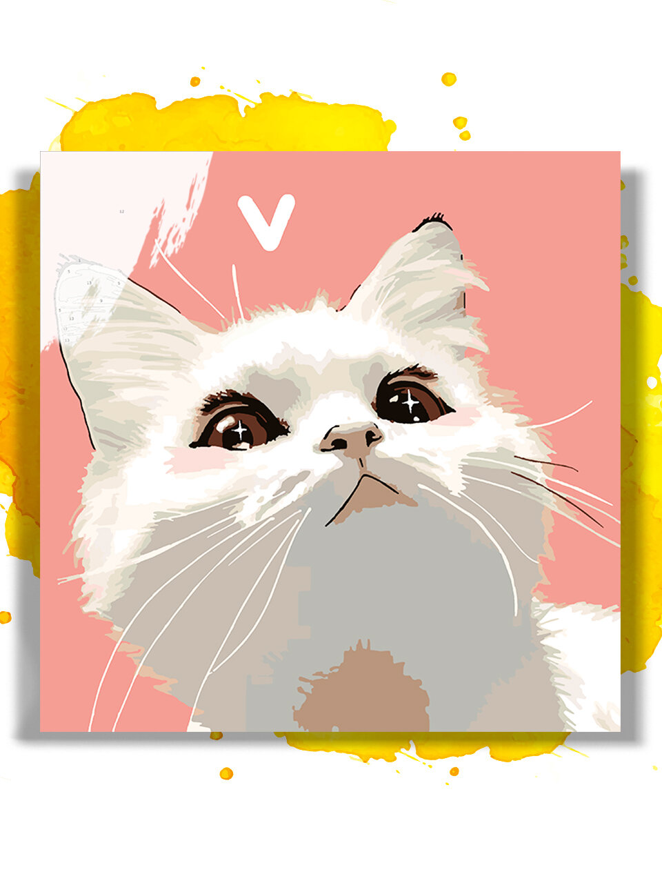 Картина по номерам на холсте Белый котик влюблен, 40 х 40 см