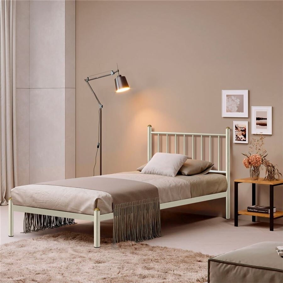 Кровать односпальная арзу (90х200/металлическое основание) Бежевый