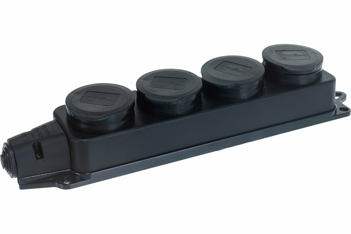 UNIVersal 1029 Однофазная 4-х местная колодка с заглушками из каучука для электроустановок