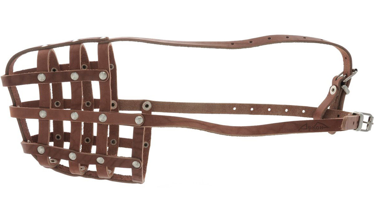 Намордник для собак кожаный коньячный 34 х 12,5 см Аркон н34к NEW 1 шт