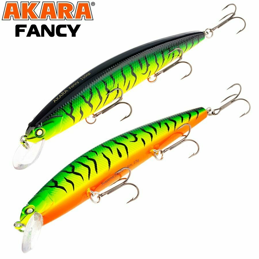 Рыболовная приманка на щуку Воблер Akara Fancy 110SP 110мм. 17г. №A68