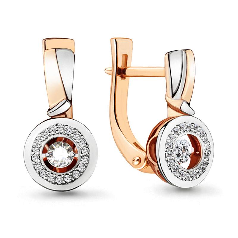 Серьги, красное золото, 585 проба, бриллиант