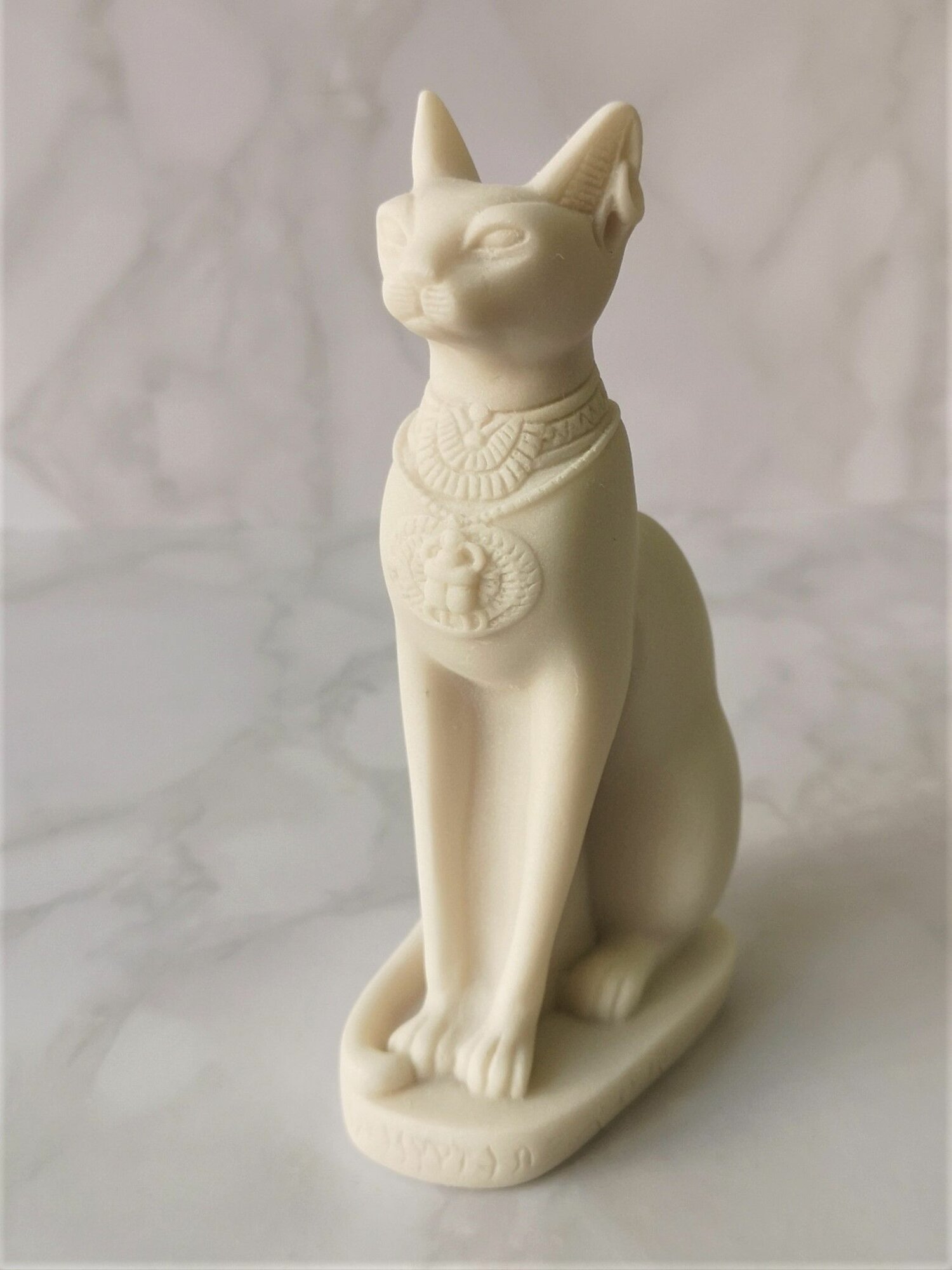 Статуэтка Кошка египетская, 13,5см. Белый, мраморная крошка.