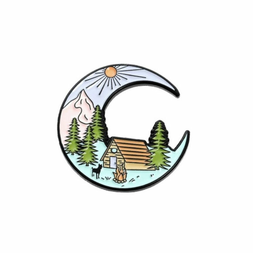 Значок Туризм. Луна. День