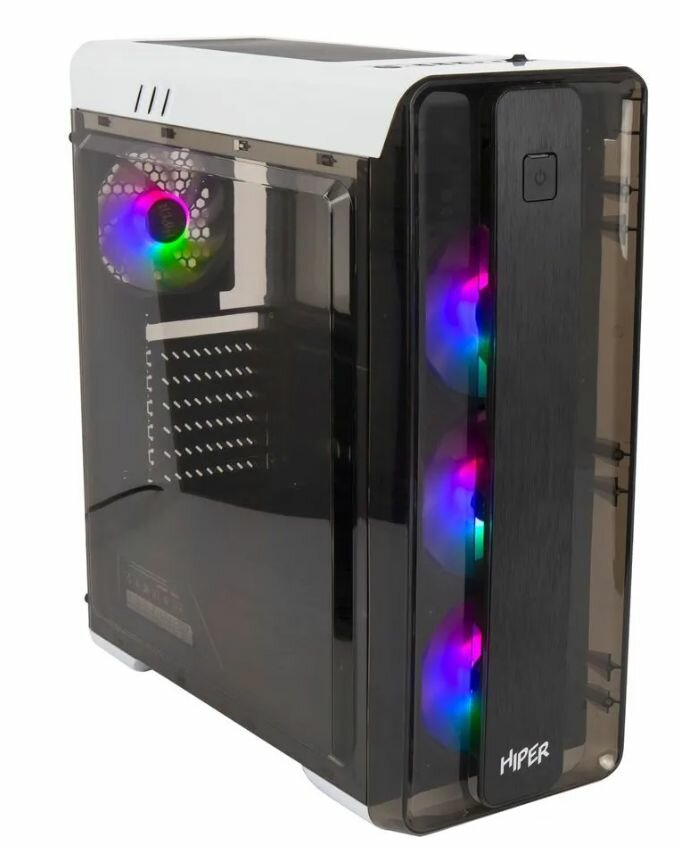 Компьютерный корпус HIPER M11 FRGB-WT (M11 FRGB-WT) черный - Midi Tower, ATX, USB 2.0 Type-A, USB 3.2 Gen 1 Type-A