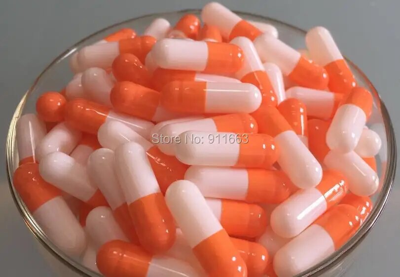 Пустые желатиновые капсулы SUNNYPK размер 4 seperated capsule, Orange White