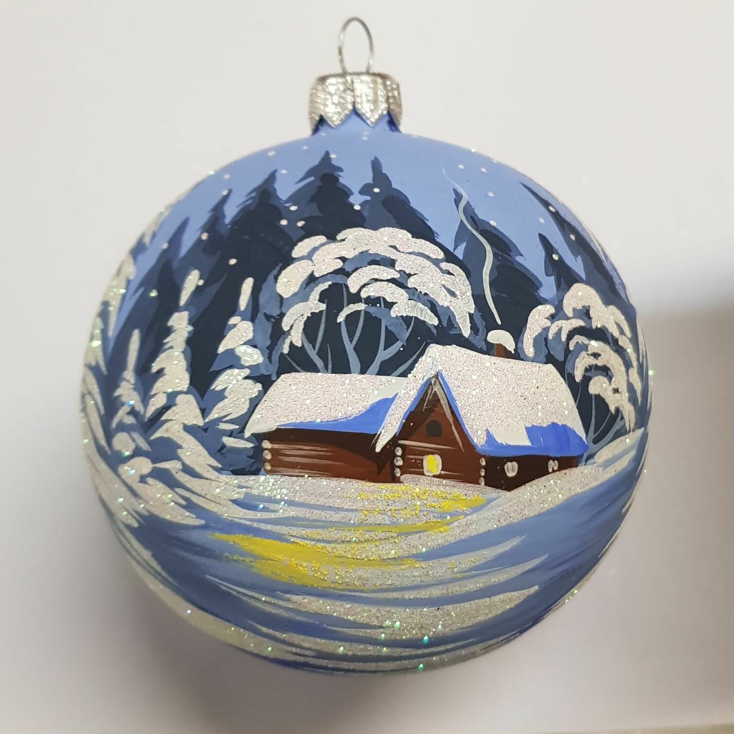 Шар на елку "Синие ели" 100мм