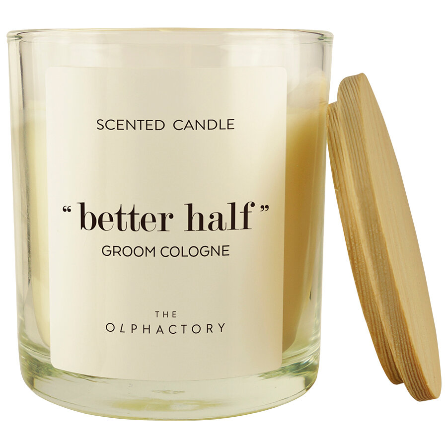 Свеча ароматическая The Olphactory 40 ч Better Half Groom Cologne с деревянной крышкой Ambientair VV401GCTO