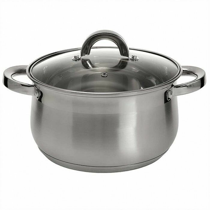 Кастрюля Webber BE-146/2 из нержавеющей стали со стеклянной крышкой, 5 л