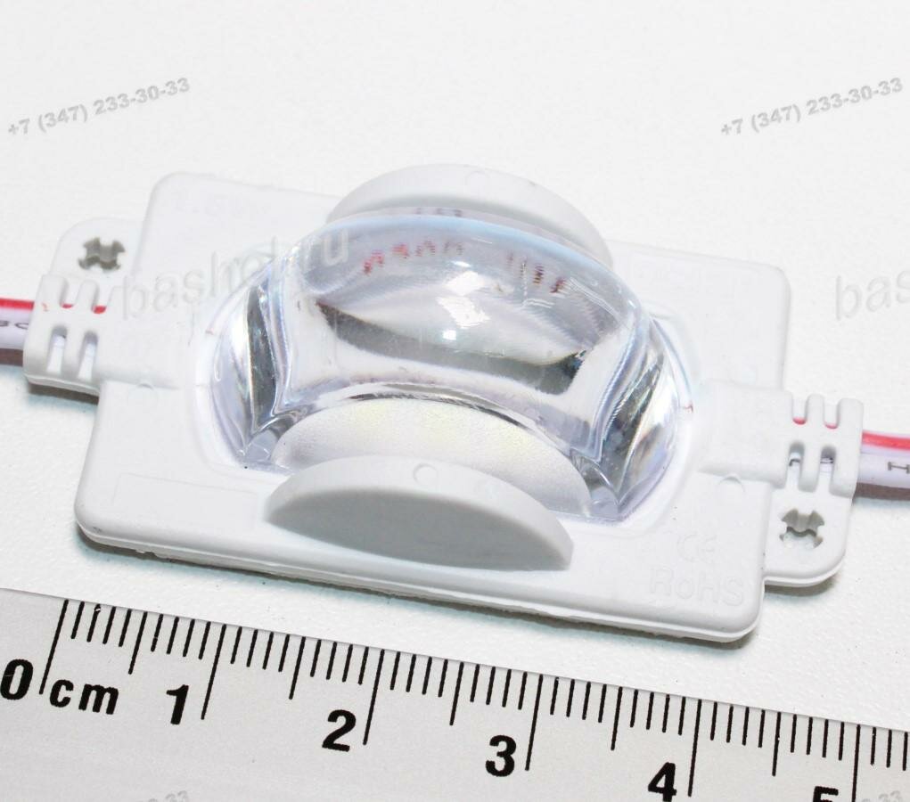 LED modul PCB-12-CRMD-2835-3SMD-W 200Lm, 1.5W, IP65, Lens-10*160° White, Модуль светодиодный белый, 55x28x17мм