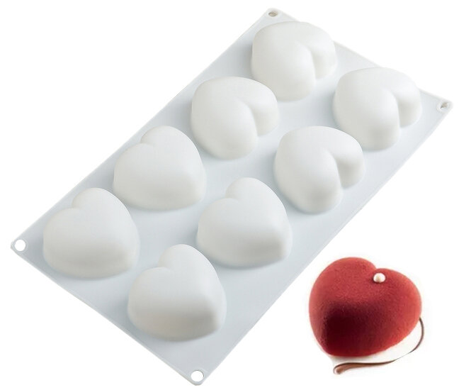 Силиконовая форма Сердца 8 ячеек Konfinetta (Набор из 2 шт.)