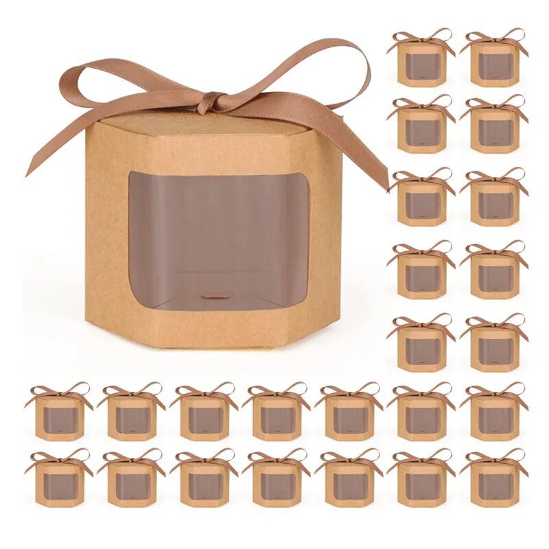 Подарочные коробочки из крафт-бумаги WEHRPARTY 10/20 шт Коричневый, Brown, 20pcs