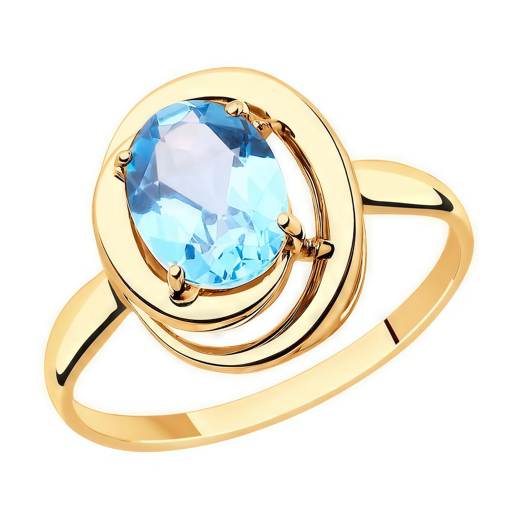 Кольцо, красное золото, 585 проба, топаз