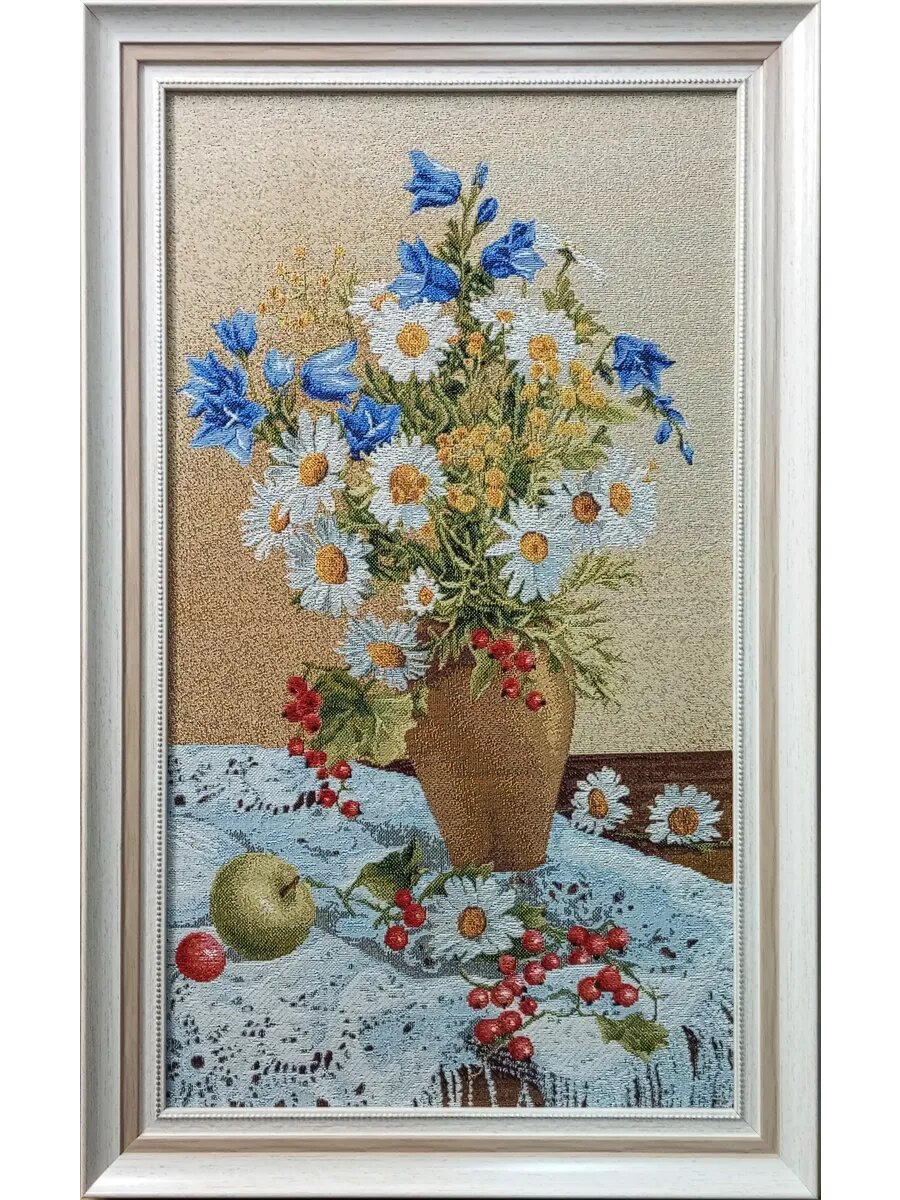 Гобелен в раме. Букет с красной смродиной, габ 62х39. 715-30