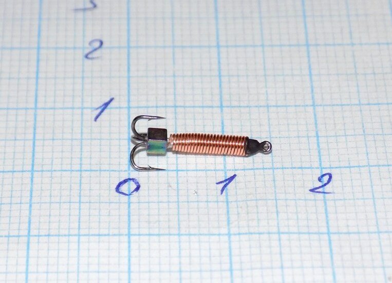 Мормышки вольфрамовые Черт вит. медный с кубиком хамелеон, d 1,5 мм, вес 0,22 гр (5шт)