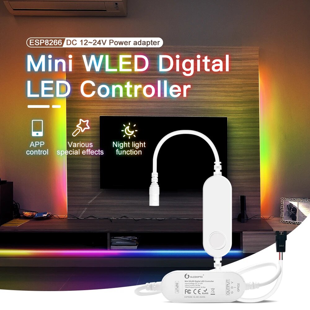 Mini WLED LED Контроллер RGB 12-24V No Mic