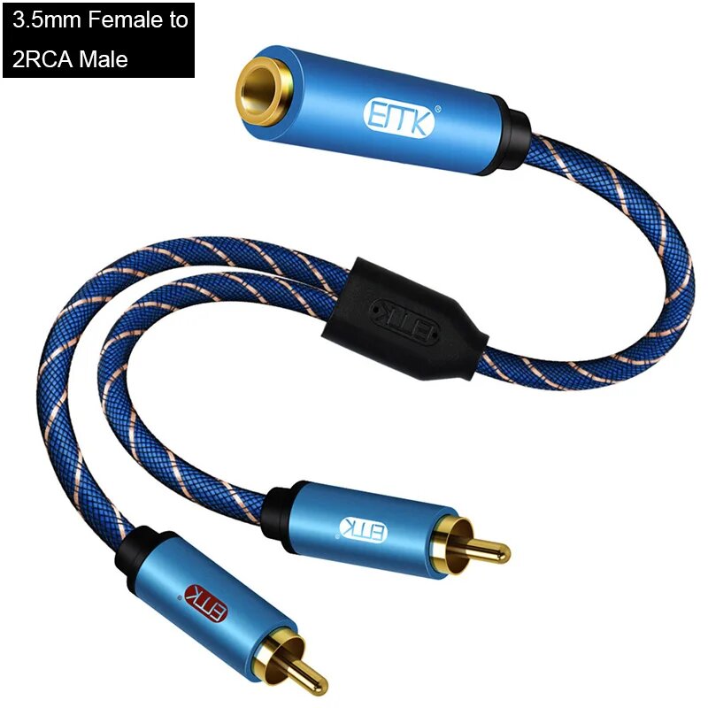EMK аудио кабель 3,5 мм на 2RCA 2RCA-M to AUX-F
