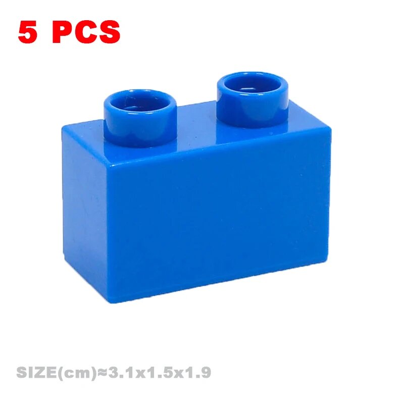 5шт. Синие строительные блоки 1x2 толстые