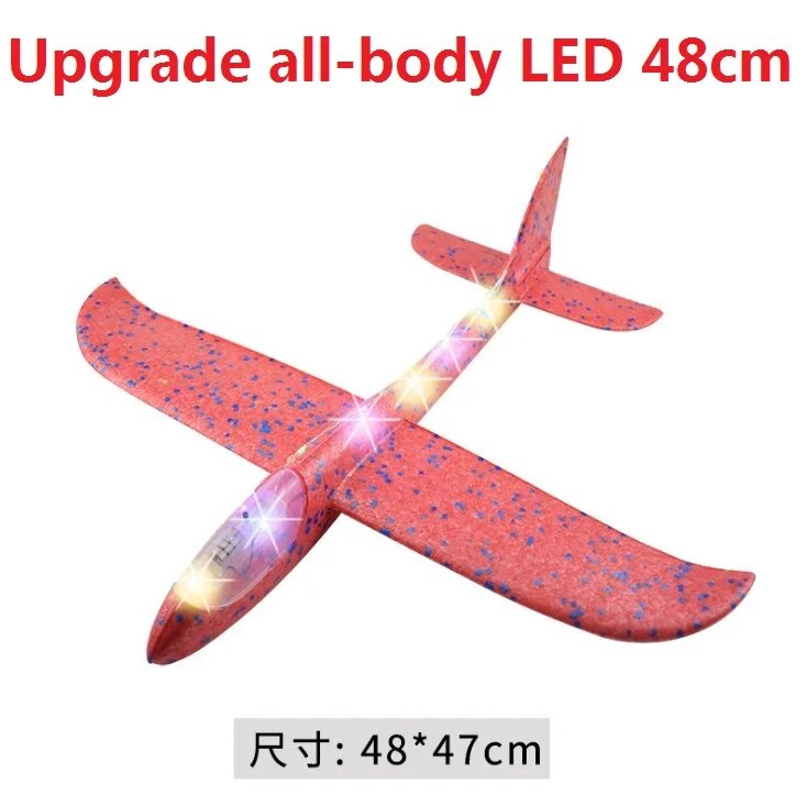 Инерционный самолет из пенопласта EPP 48 см для детей full LED Red 48cm