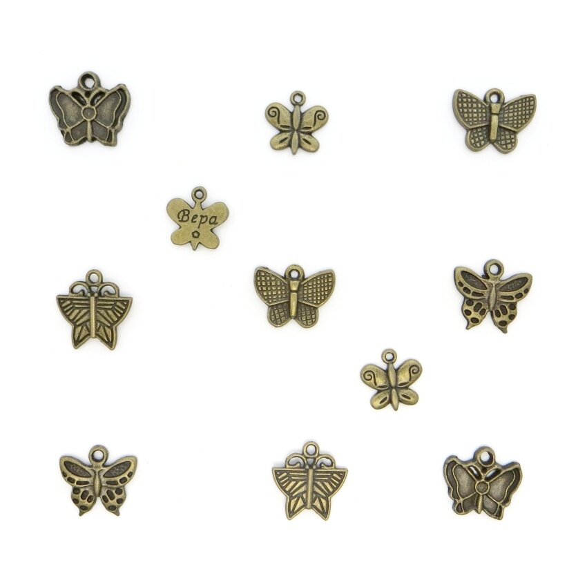 Набор шармов для рукоделия Рукоделие металлические, "Бабочки" бронзовый цвет