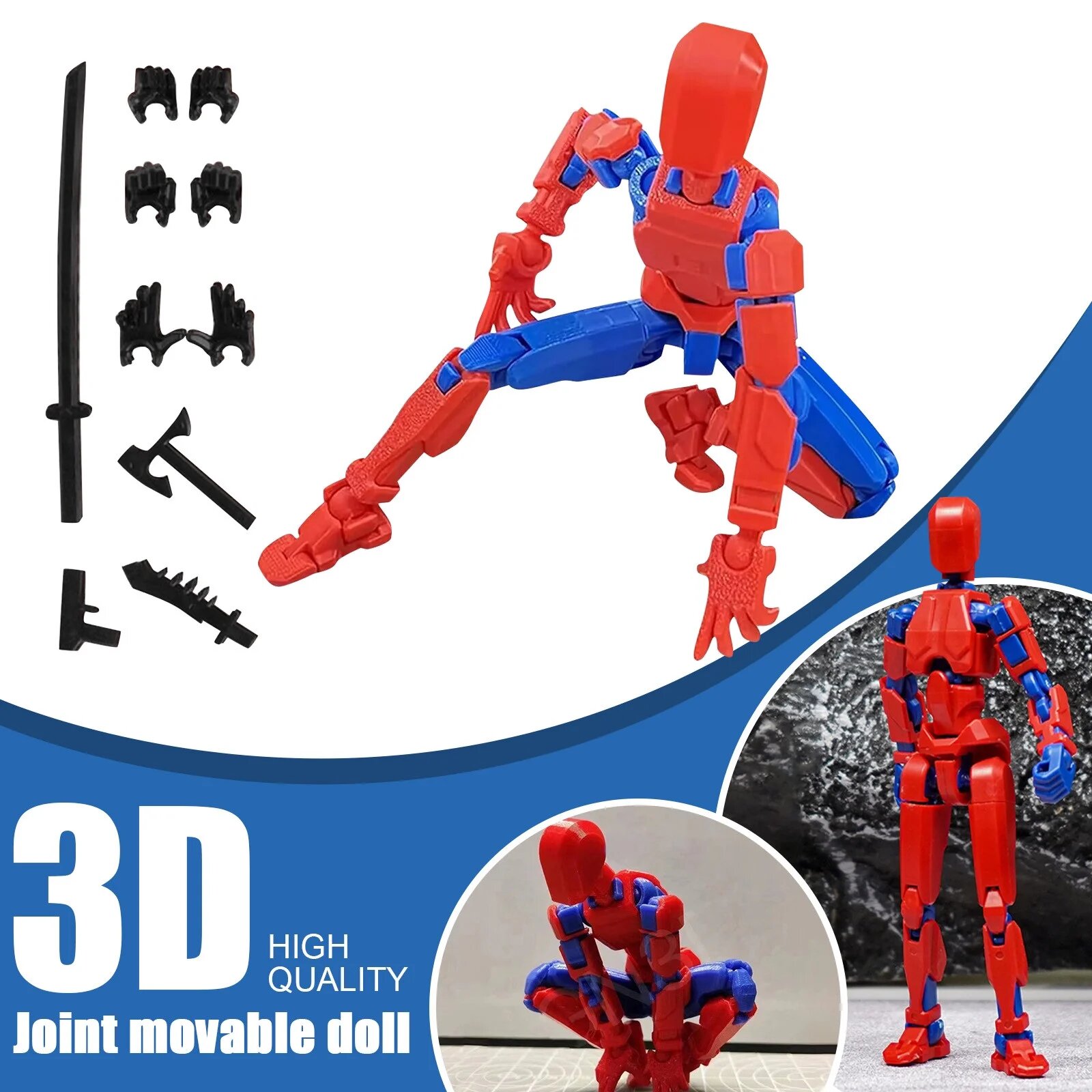 Фигурка Titan 13, фигурка робота T13, игрушки Stikbot с аксессуарами для оружия, 3D-печатные фигурки, многосочлененные п