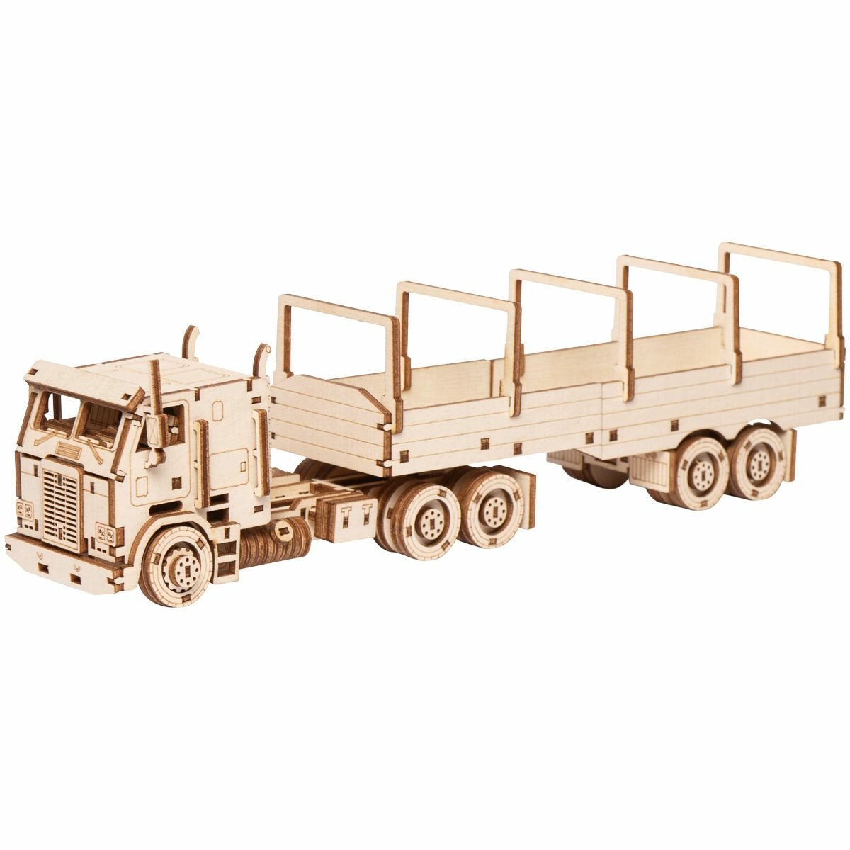 Конструктор деревянный Три Совы "Тягач с прицепом", 25x5,8x6,7м, 190 деталей, картонная коробка (ДКНС019)