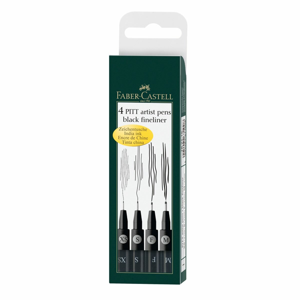 Набор капиллярных ручек Faber-Castell "Pitt Artist Pen" (черные, 0.1/0.3/0.5/0.7мм) 4шт, пласт. уп. (167115)