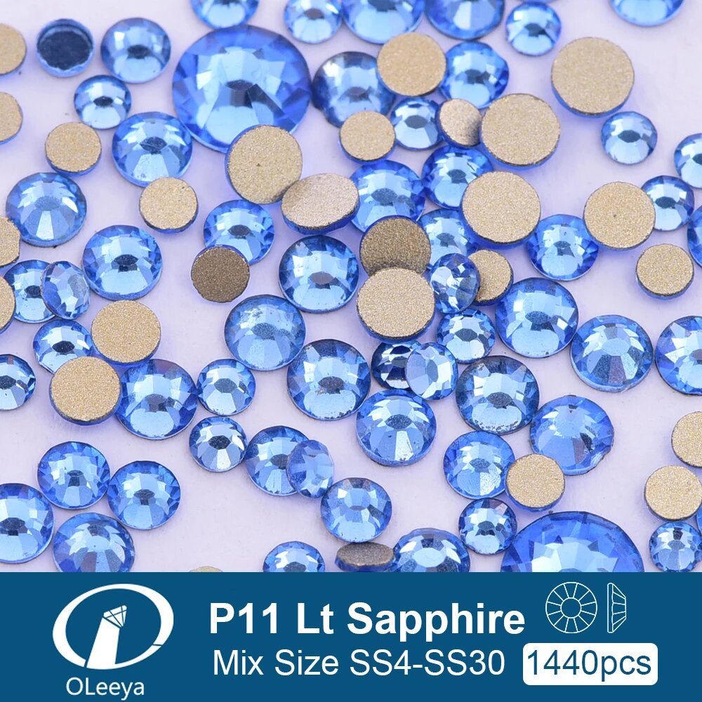 Oleeya Стразы P11 Lt.sapphire SS4-SS30, 1440 шт