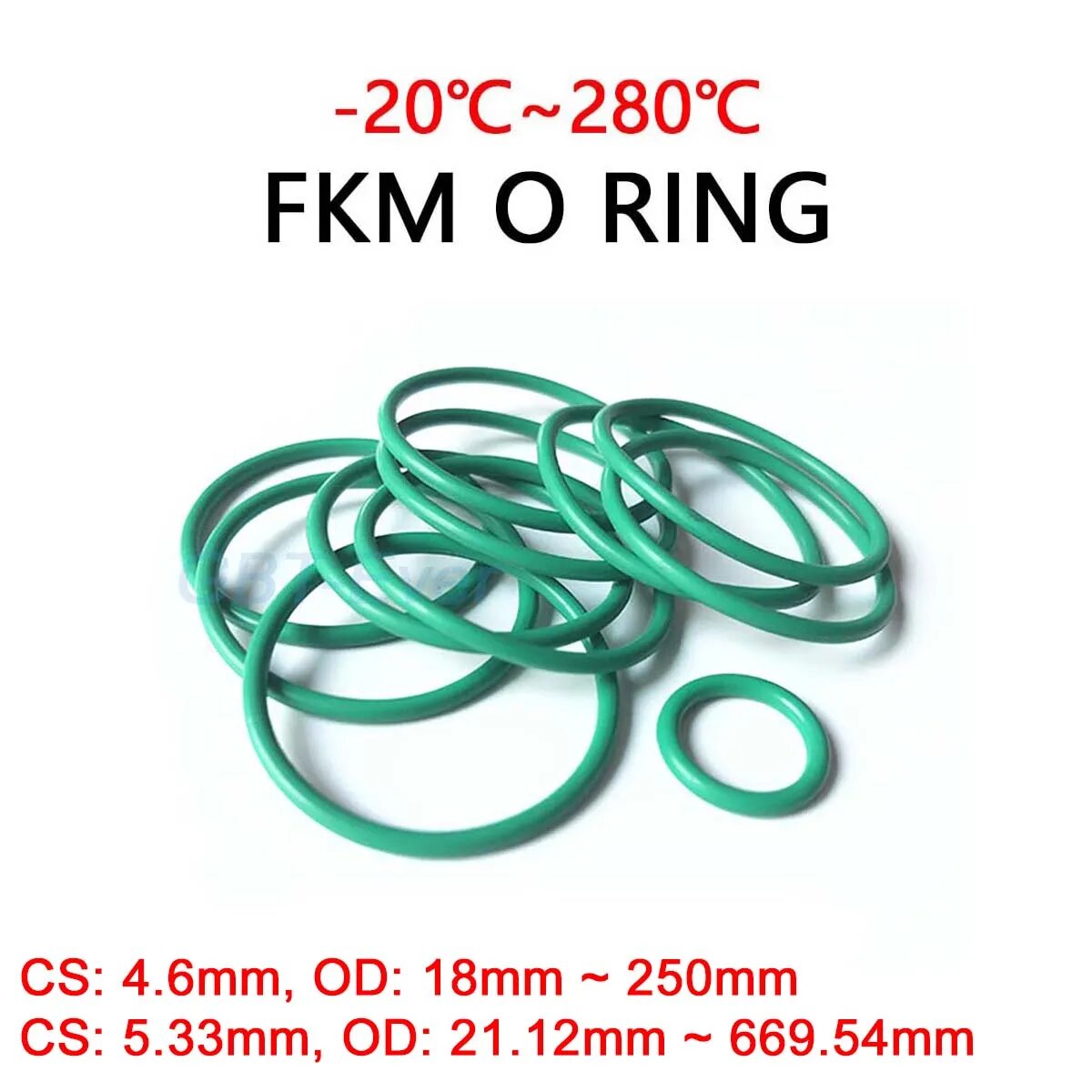 Зеленые уплотнительные кольца FKM CS 4,6/5,33 мм OD 18 ~ 669,54 мм OD 219.58mm (1Pcs), CS 5.33mm