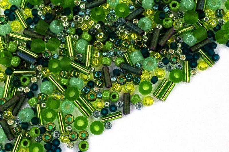 Бисер японский TOHO MIX 3221, смесь форм и размеров, оттенок зеленый, 10 грамм