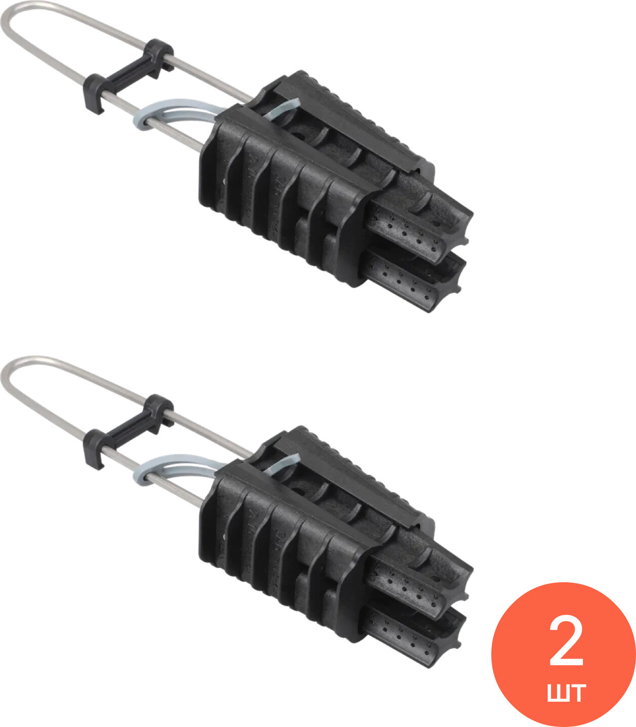 Зажим анкерный IEK / ИЭК ЗАБ 16-35 М, 16-35мм² 203х62мм, нагрузка до 2.3кН, UZA-14-D16-D25-M / крепеж для проводов и кабелей (комплект из 2 шт)