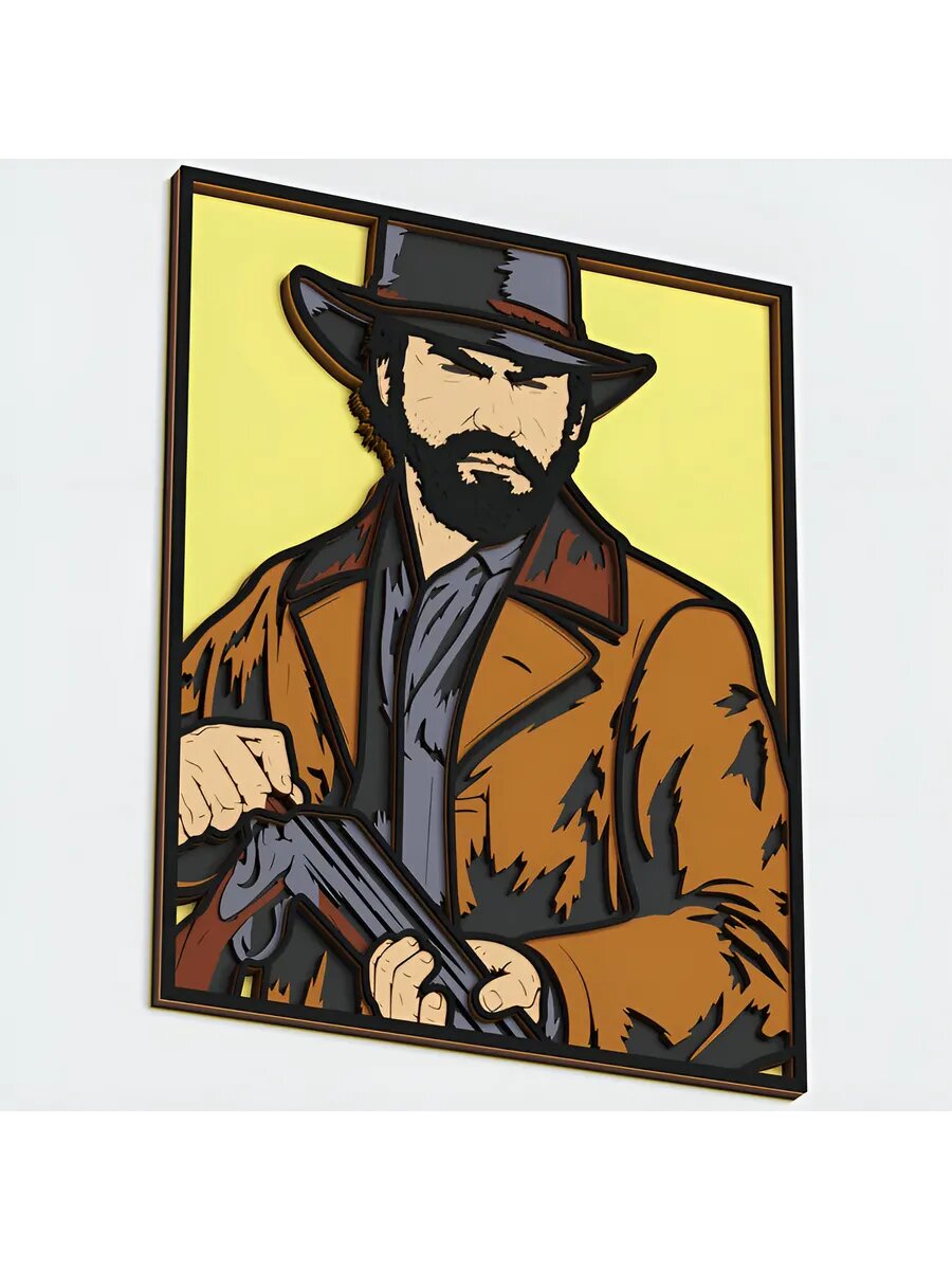 3D Картина по номерам из дерева Артур Морган, 23x30 см