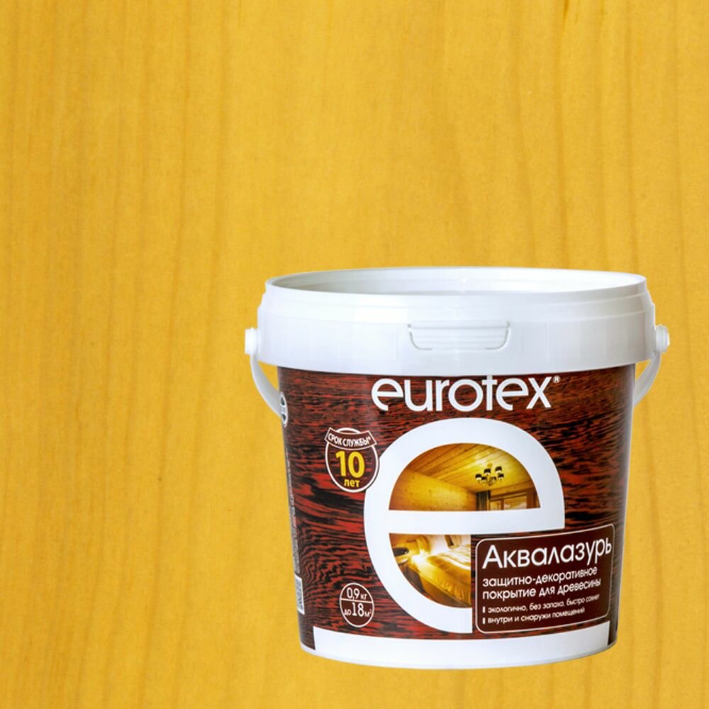 Лак защитно-декоративный для дерева Eurotex Аквалазурь (0,9кг) сосна