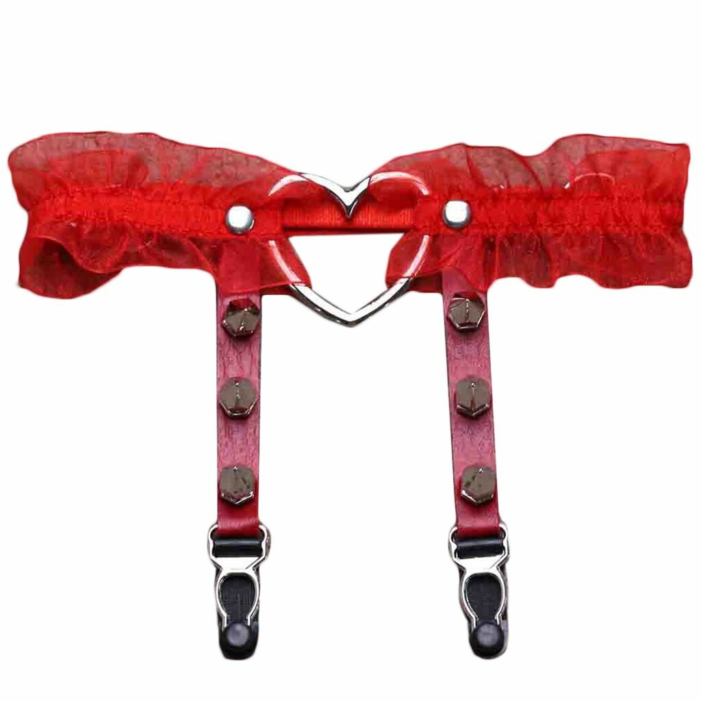 Женский Обтягивающий Пояс-Подвязка из Кружев с Металлическими Сердцами