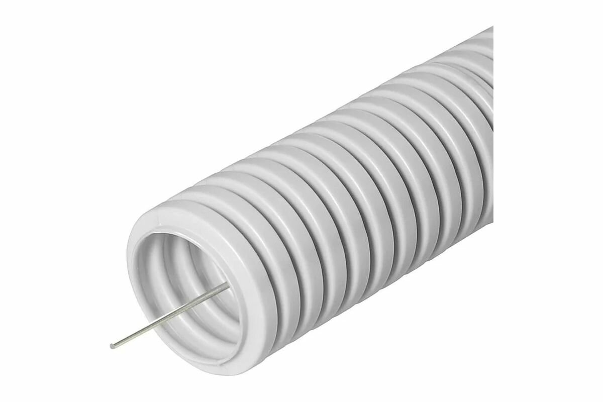 Гофрированная труба Электропласт ПВХ белая 16мм с зондом 100м, м 16WPVCL100