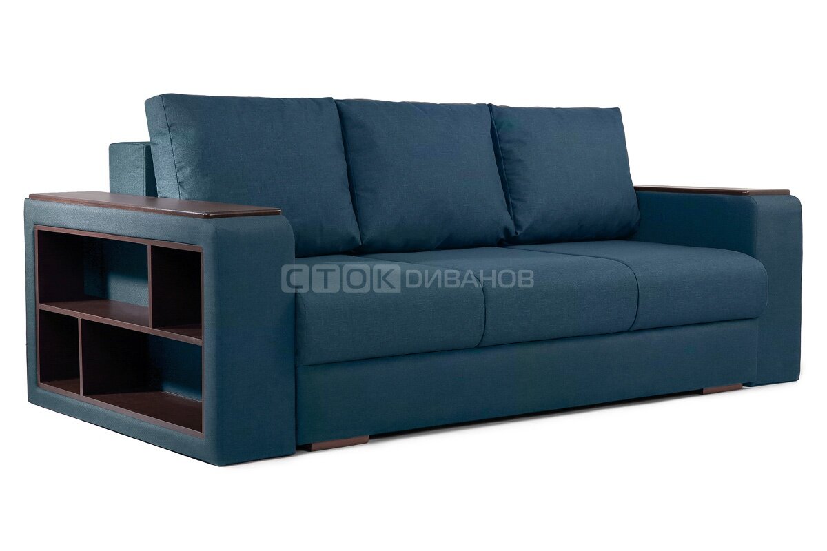 Диван Сток Диванов Манчестер Denim темно-синий 265 см, механизм еврокнижка
