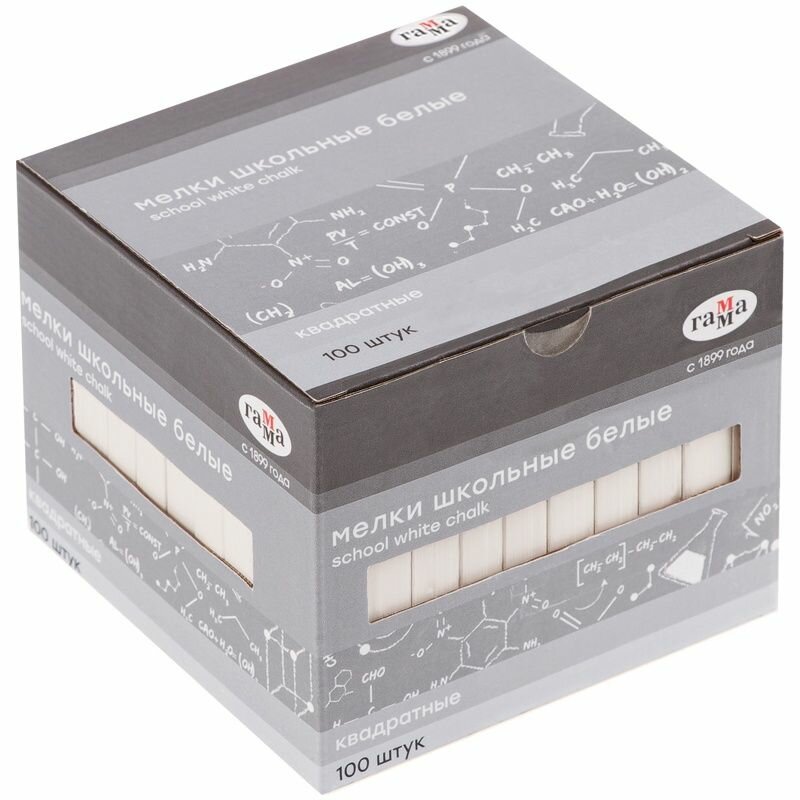 Мел белый Гамма 100 штук, мягкий, квадратный (2308193)