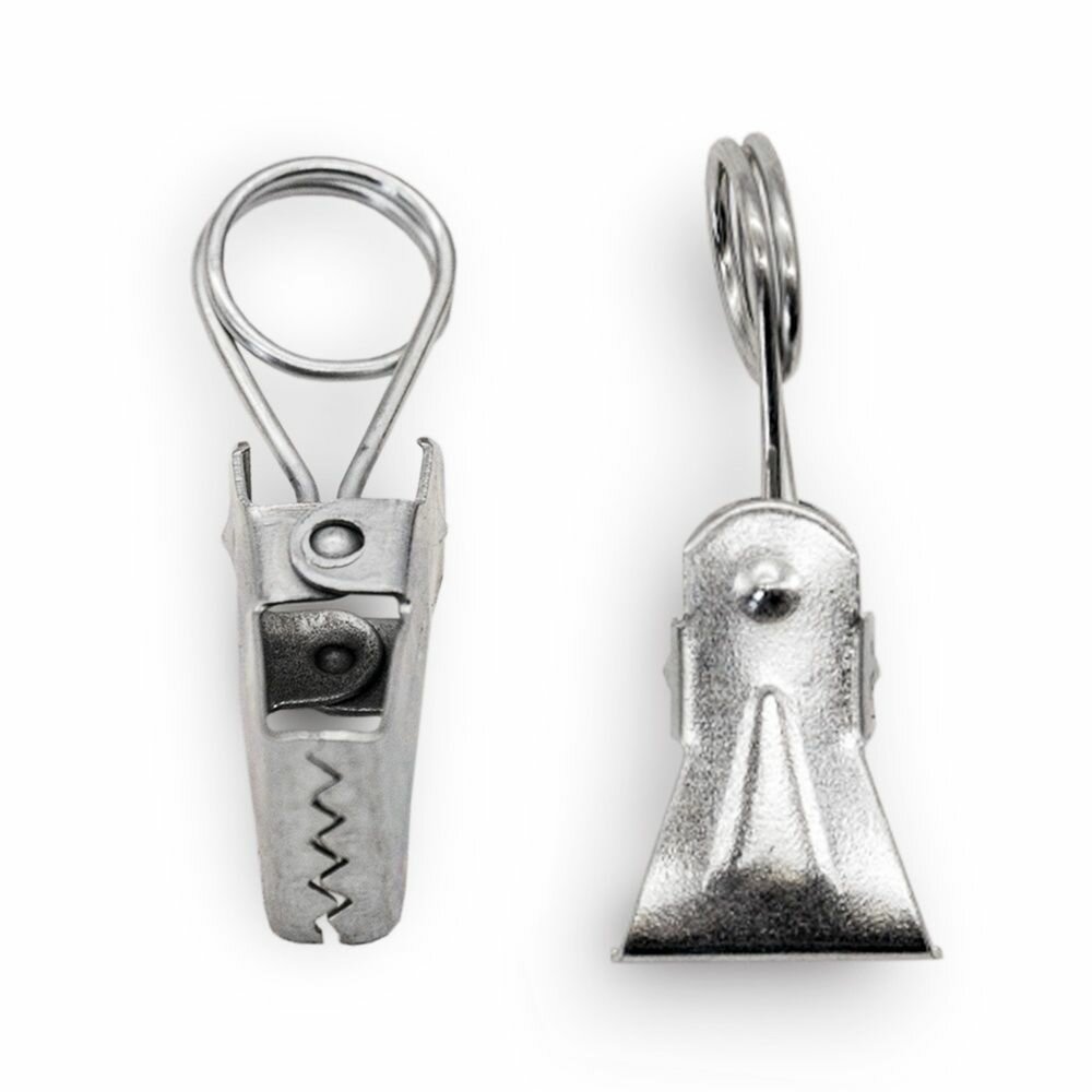 Зажим шторный айрис с петлей металл 34 мм для струнных карнизов, никель, 50 шт (С-20 4007)